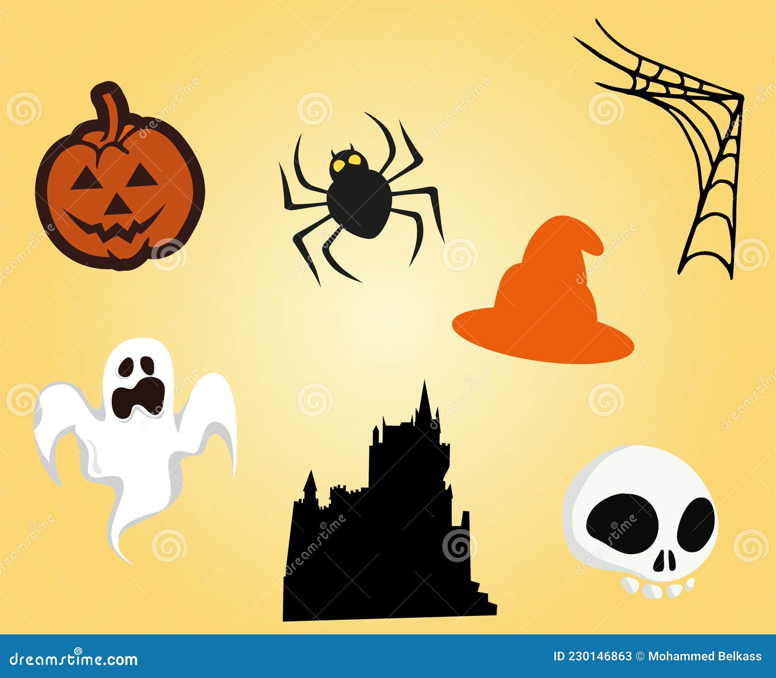 Objects Halloween Ghost Vector Pumpkin Stock Illustration ...