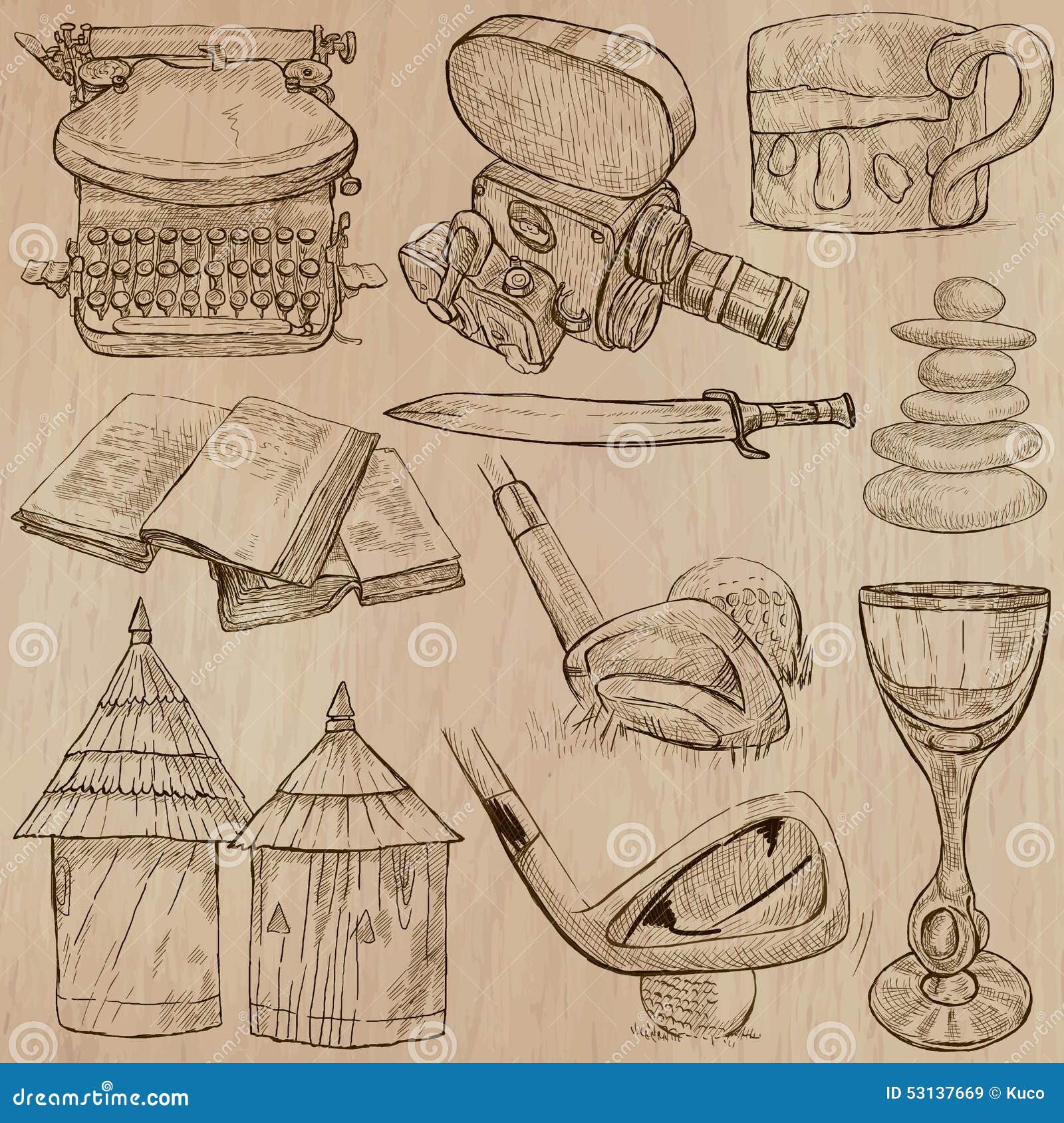 Objects - an Hand Drawn Vectors. Converted Stock Vector - Illustration ...