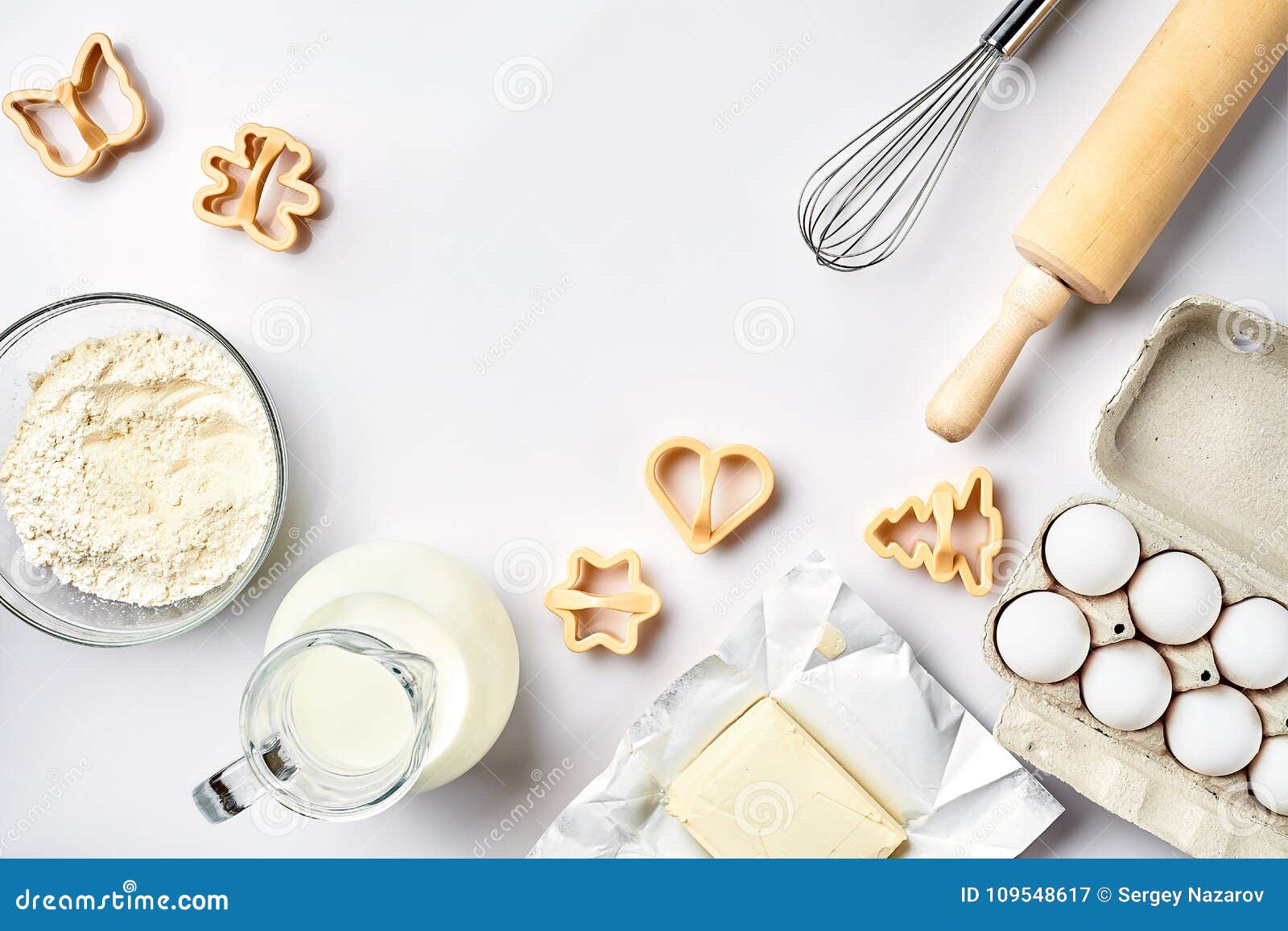 Objects and Ingredients for Baking, Plastic Molds for Cookies on a ...