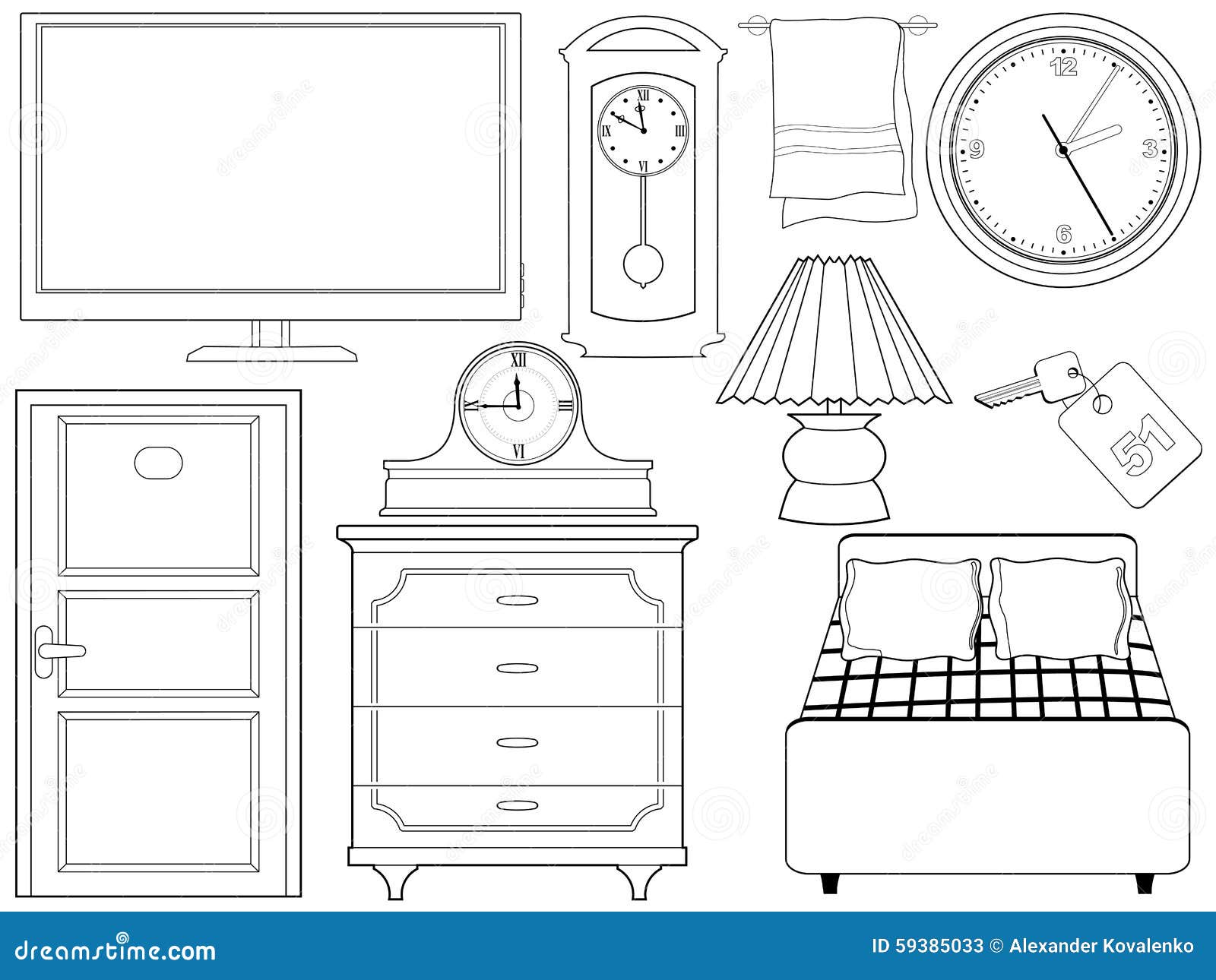 Objects of interior stock illustration. Illustration of collection ...