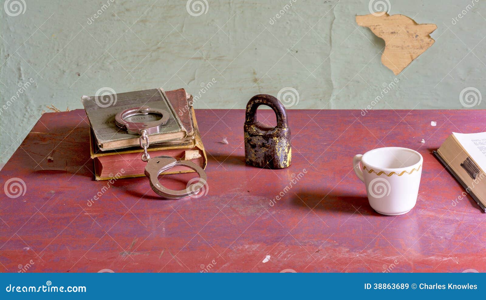 Objects from a Jail Set on a Desk Stock Image - Image of shadows, metal ...