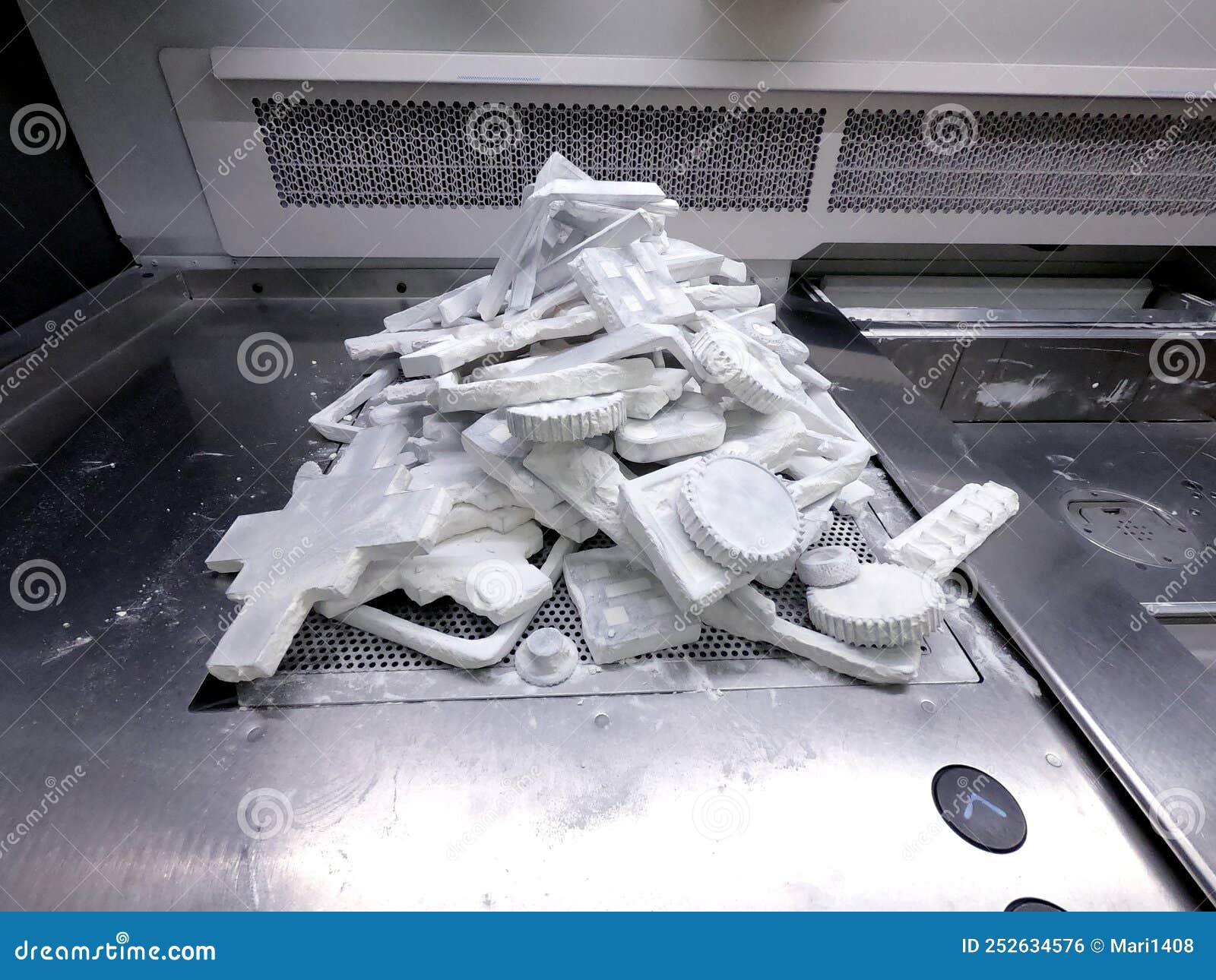 Objects and Models Printed on Industrial 3D Printer from White Plastic ...