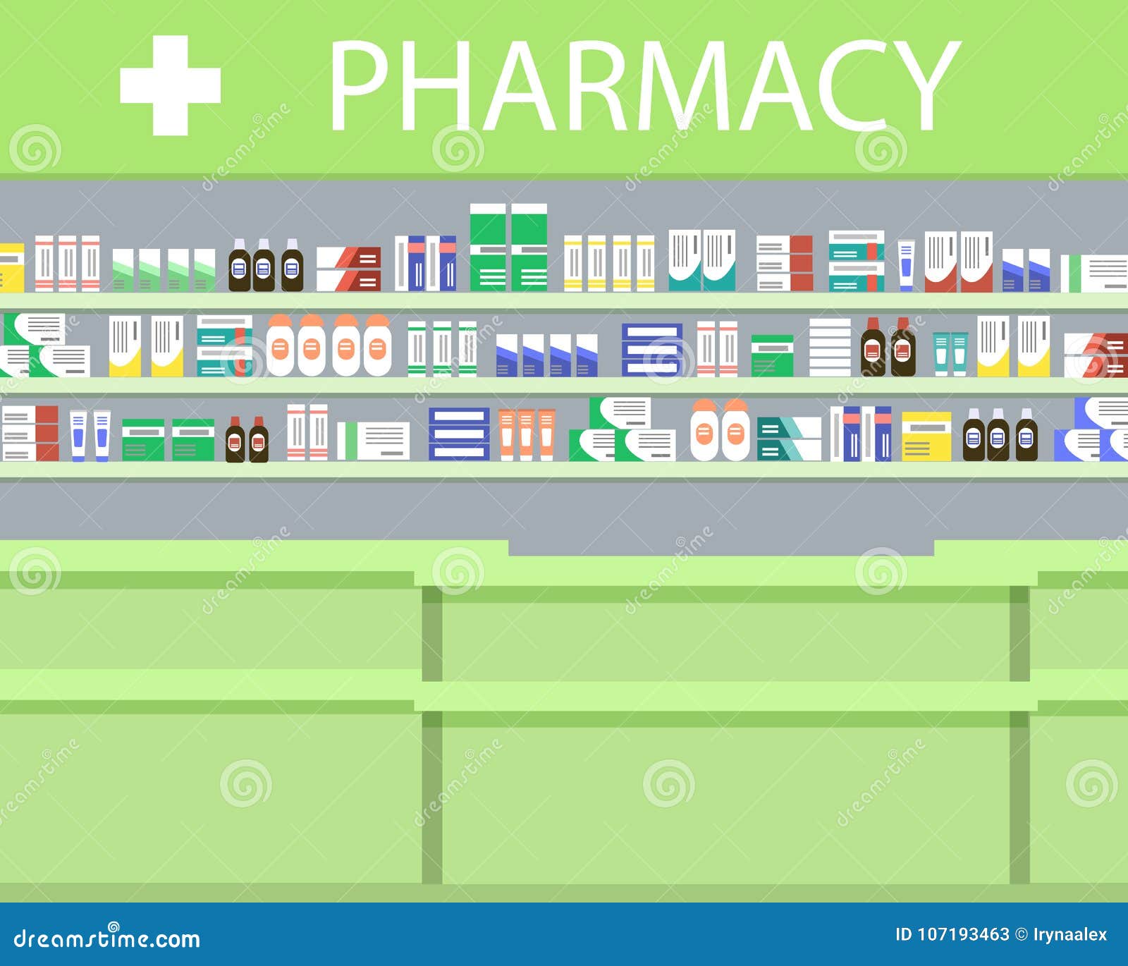 Objects of a Pharmacy Interior. Stock Vector - Illustration of graphic ...