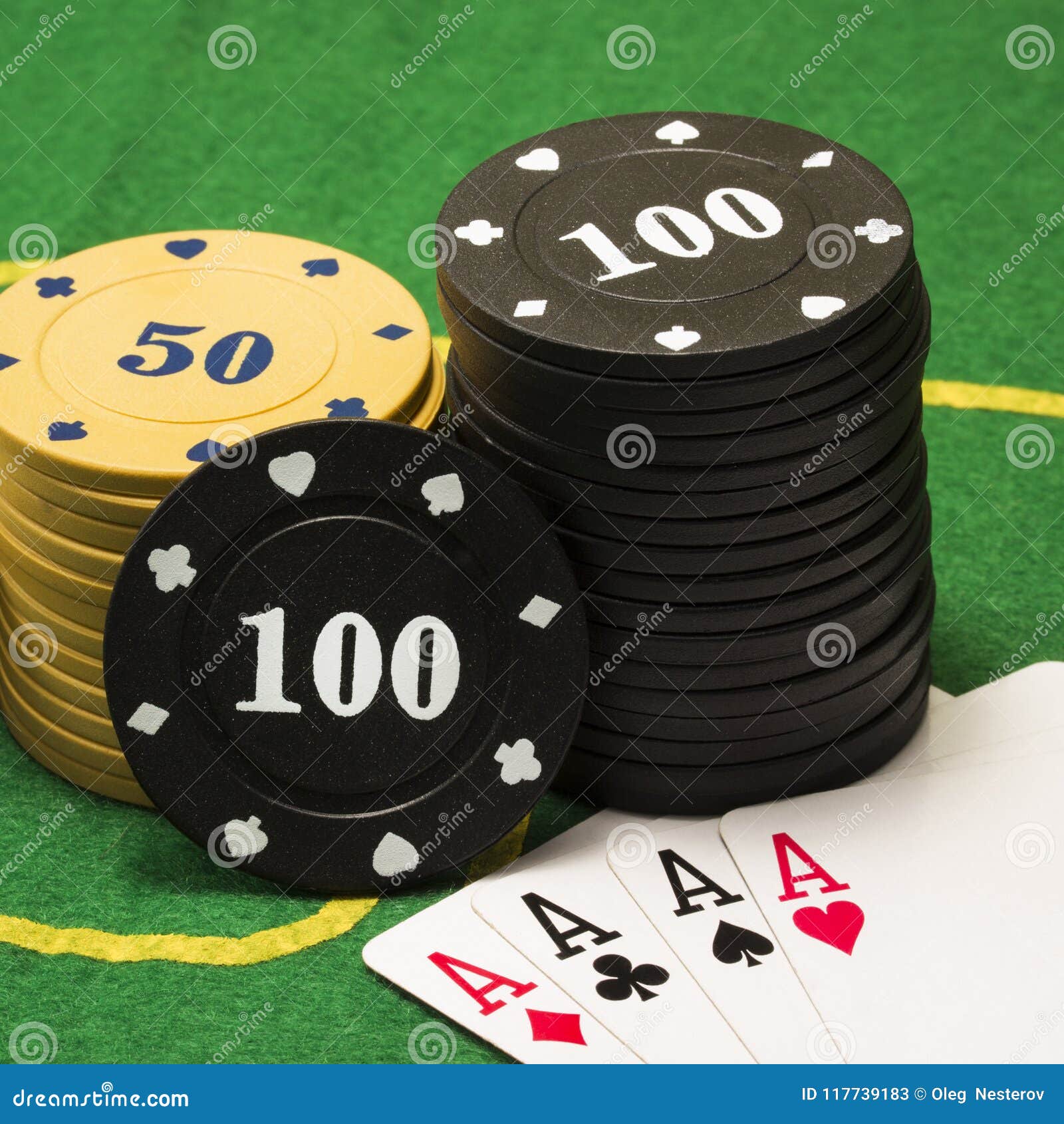 Objects for Playing Poker on Green Canvas Stock Image - Image of aces ...