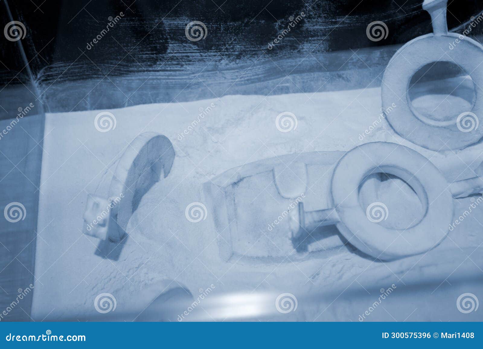 Objects Printed 3D Printer from Powdered Polyamide Lying White ...