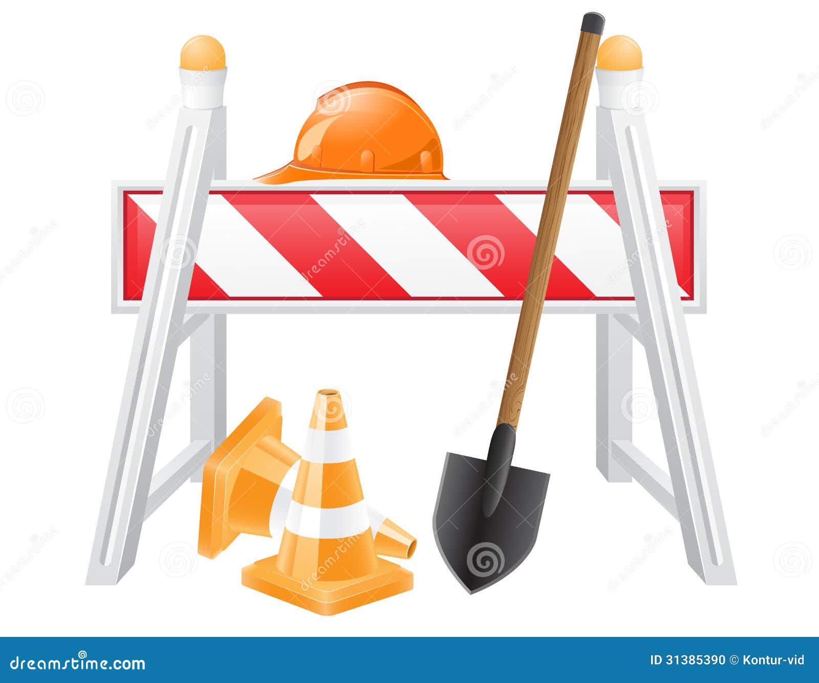 Objects For Road Works Vector Illustration Stock Vector - Image: 31385390