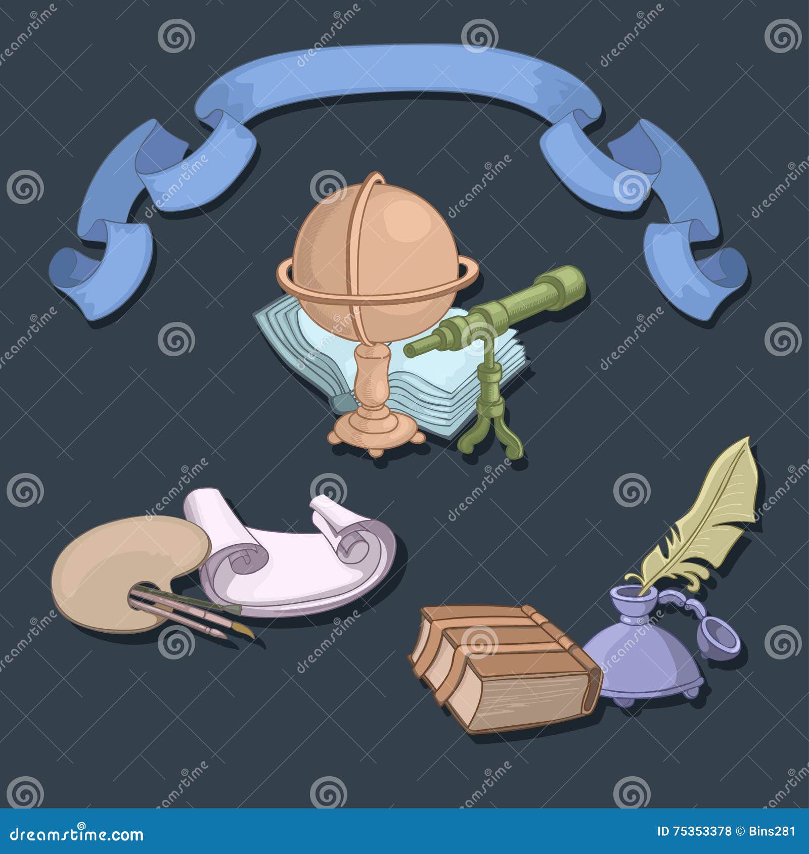 Objects for studies stock vector. Illustration of clip - 75353378