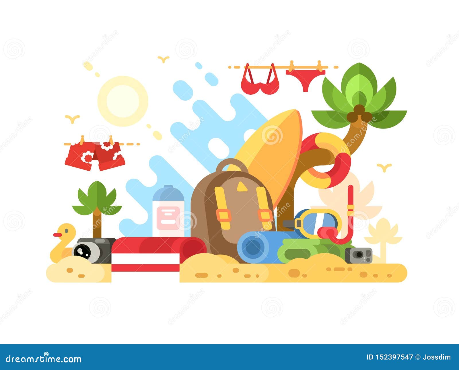 Objects of summer holidays stock illustration. Illustration of creative ...