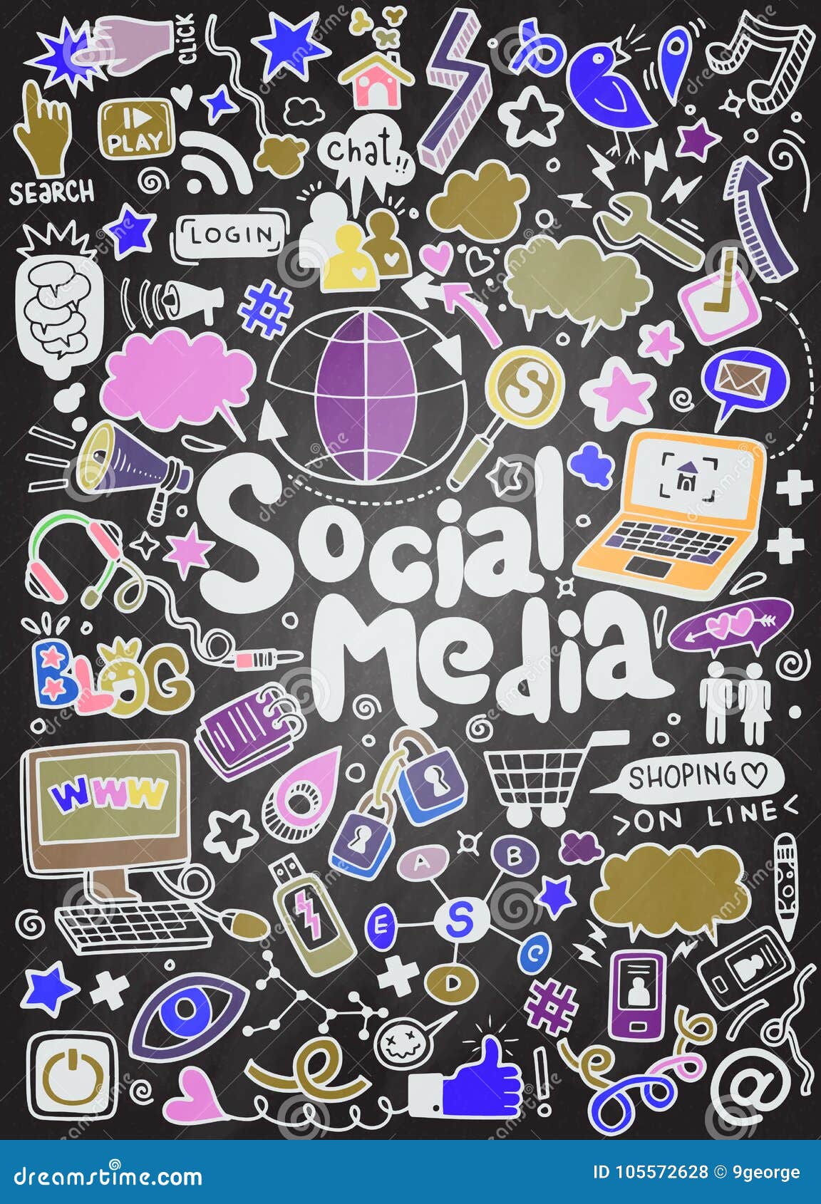 Objects and Symbols on the Social Media Element Stock Vector ...