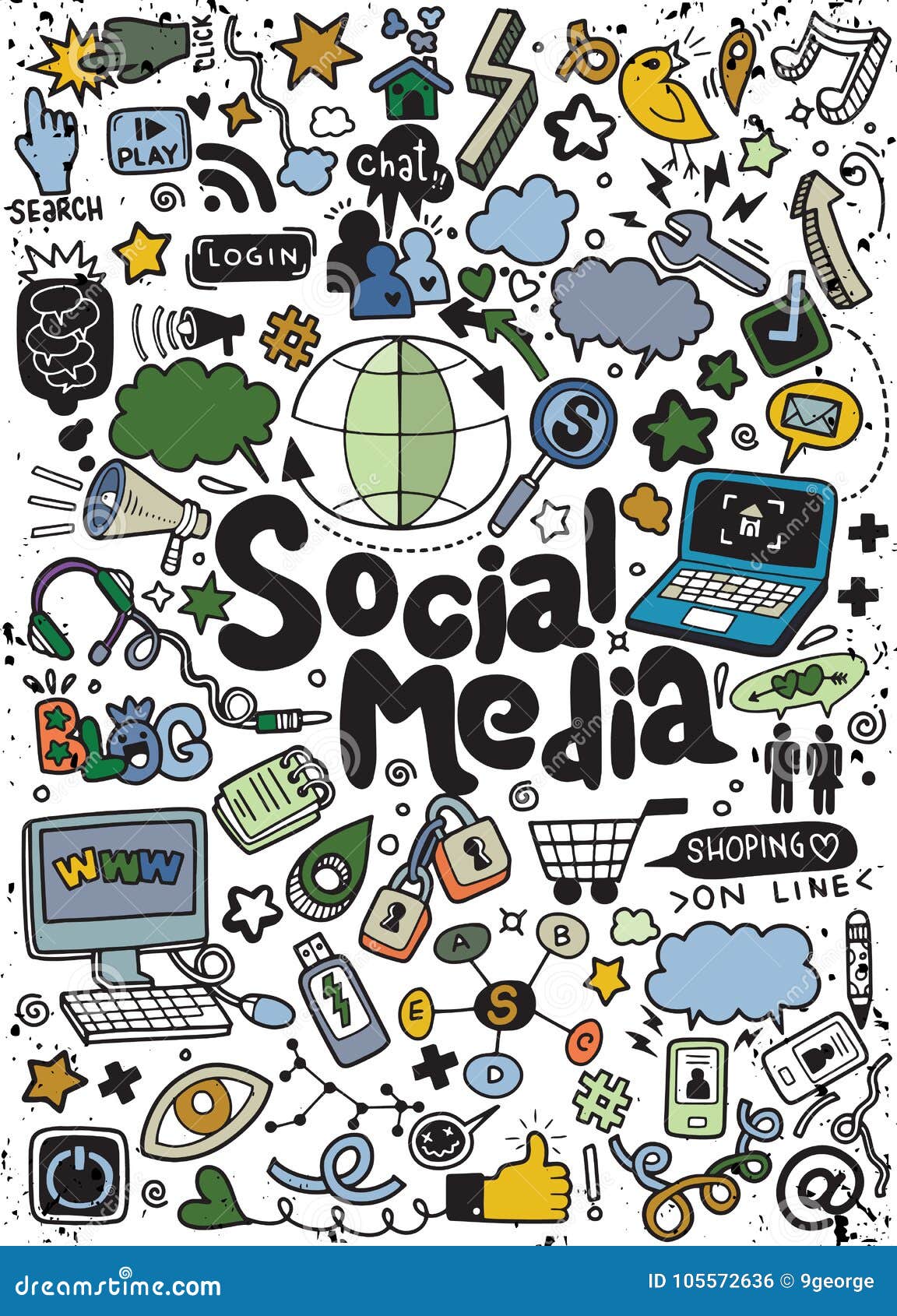 Objects and Symbols on the Social Media Element Stock Vector ...