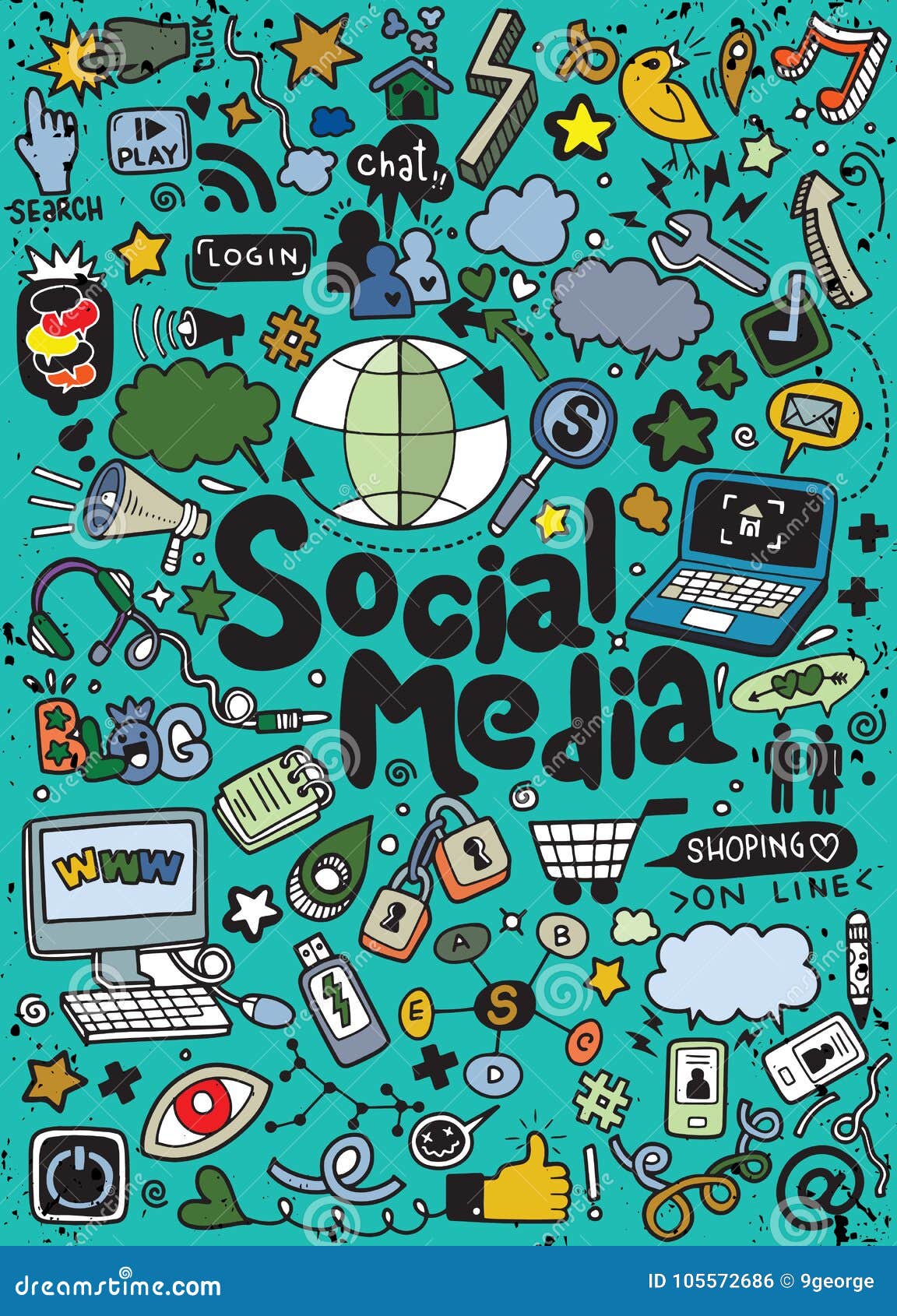 Objects and Symbols on the Social Media Element Stock Vector ...