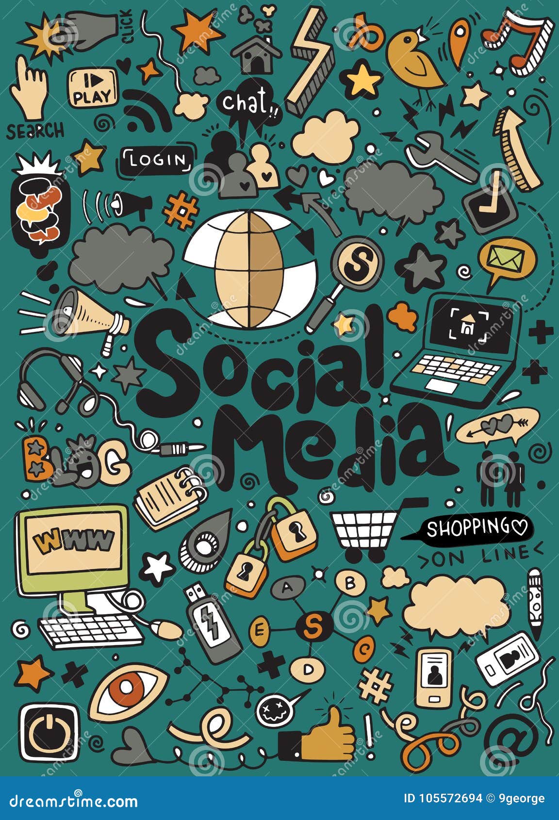 Objects and Symbols on the Social Media Element Stock Vector ...