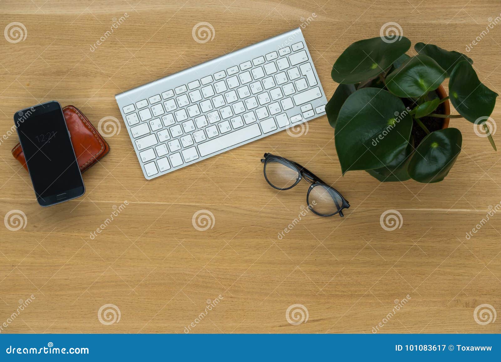Objects on the Table, Top View. Stock Image - Image of wooden, work ...