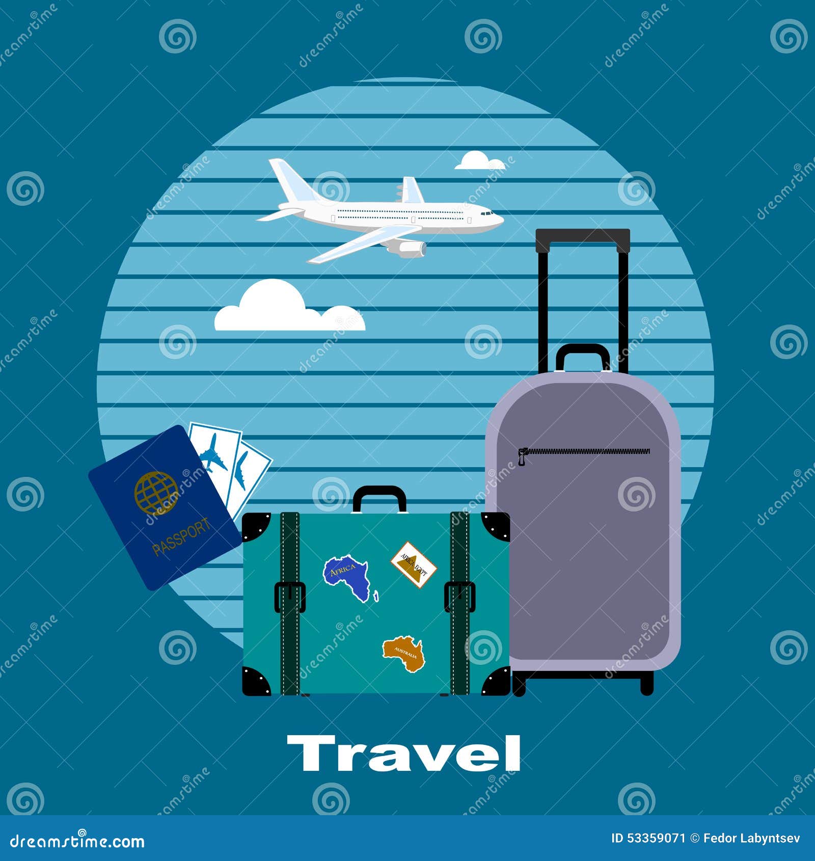 Objects of Tourism and Travelings, Flat Style. Stock Vector ...