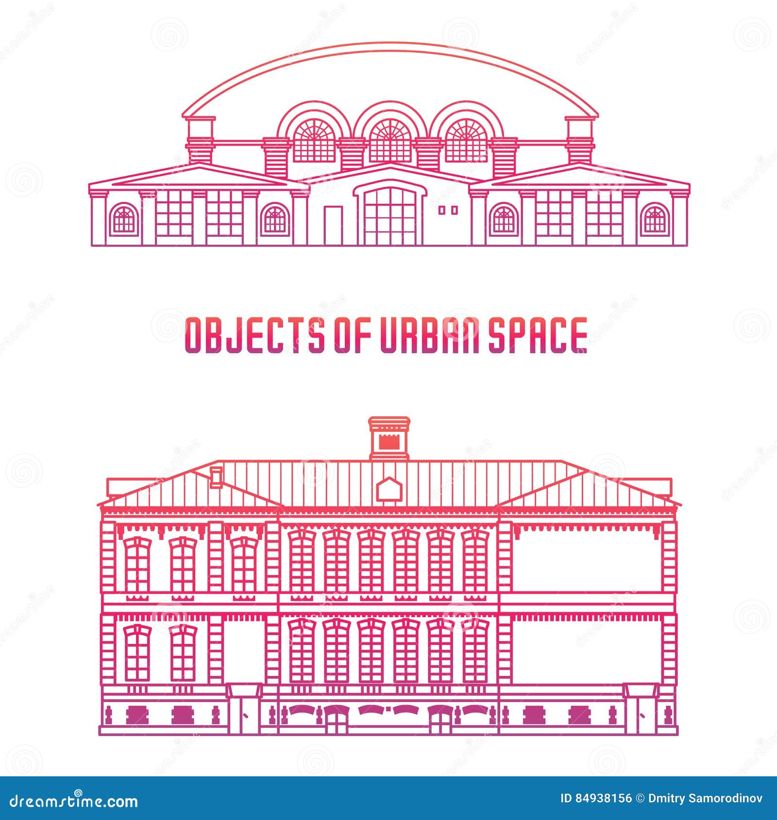Objects of urban space stock illustration. Illustration of landmark ...