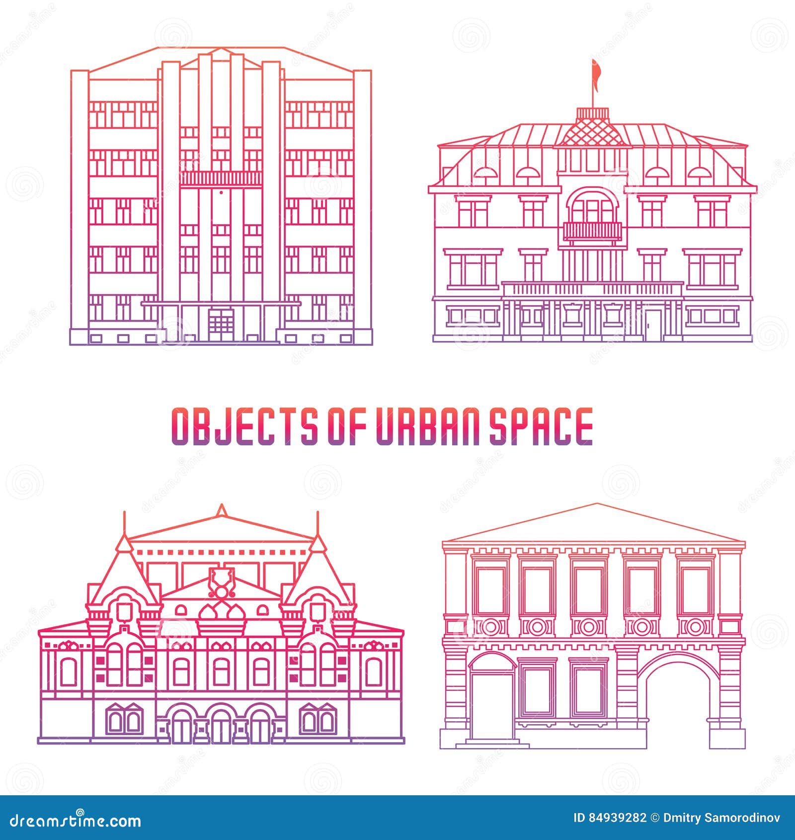 Objects of urban space stock illustration. Illustration of residence ...