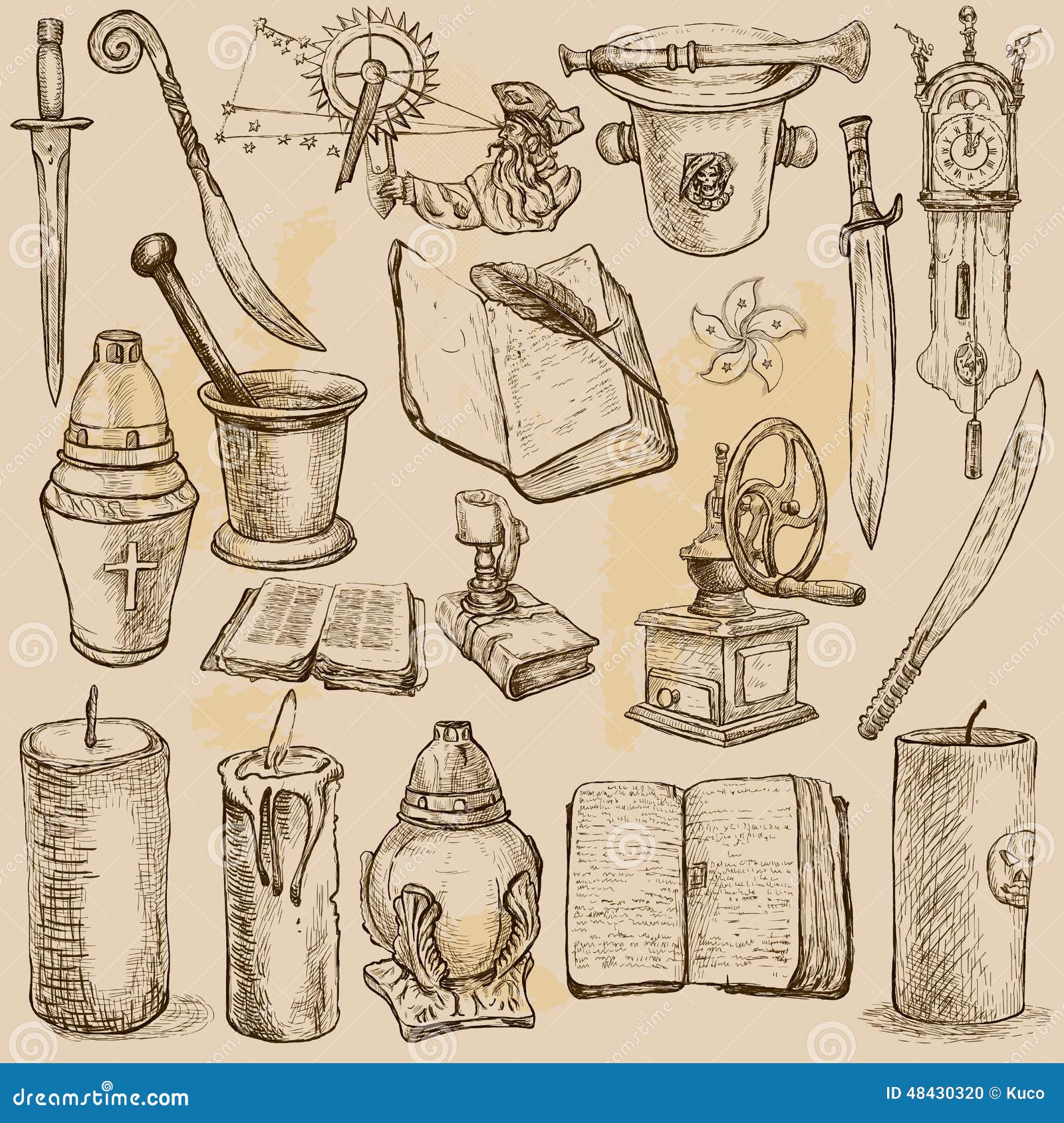 Objects - Vector Illustrations Stock Vector - Illustration of ancient ...