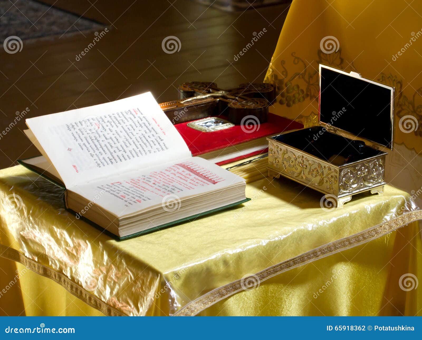 Objects of Worship on the Table in the Orthodox Church. Editorial ...