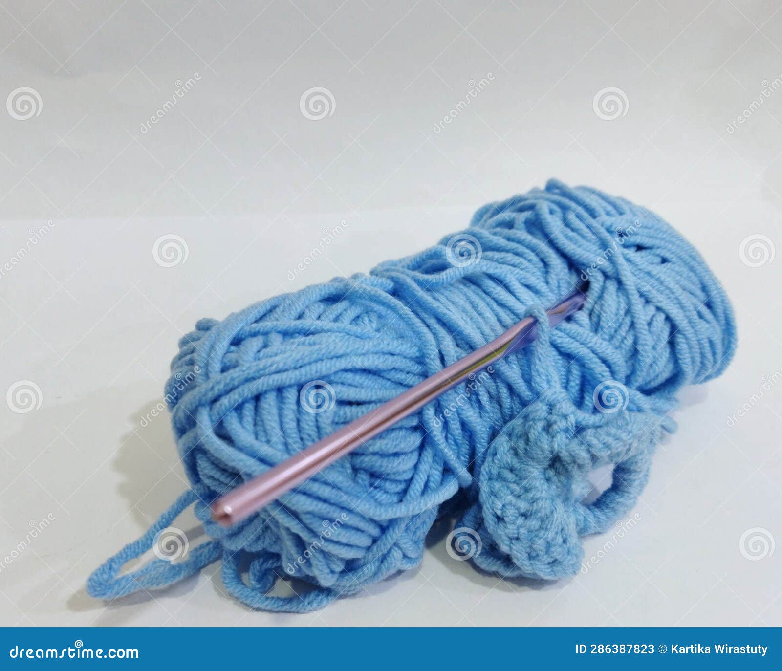 Image of Blue Yarn and Crochet Hook Stock Image - Image of craftting ...