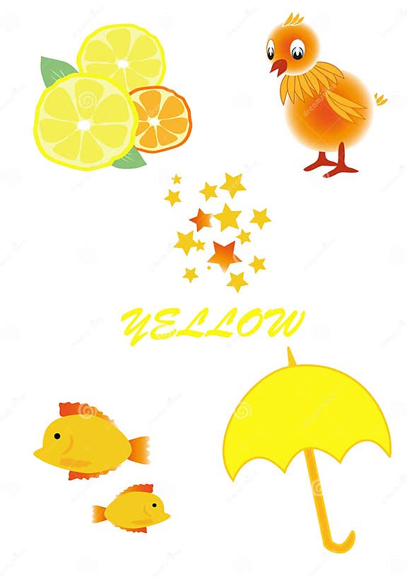 Objects of yellow color stock illustration. Illustration of star - 31524955
