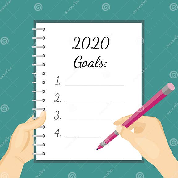 Objetivos Para 2020 Manos Retienen Las Resoluciones De Cuaderno Y ... Objetivos Para 2020 Manos Retienen Las Resoluciones De Cuaderno Y ...
