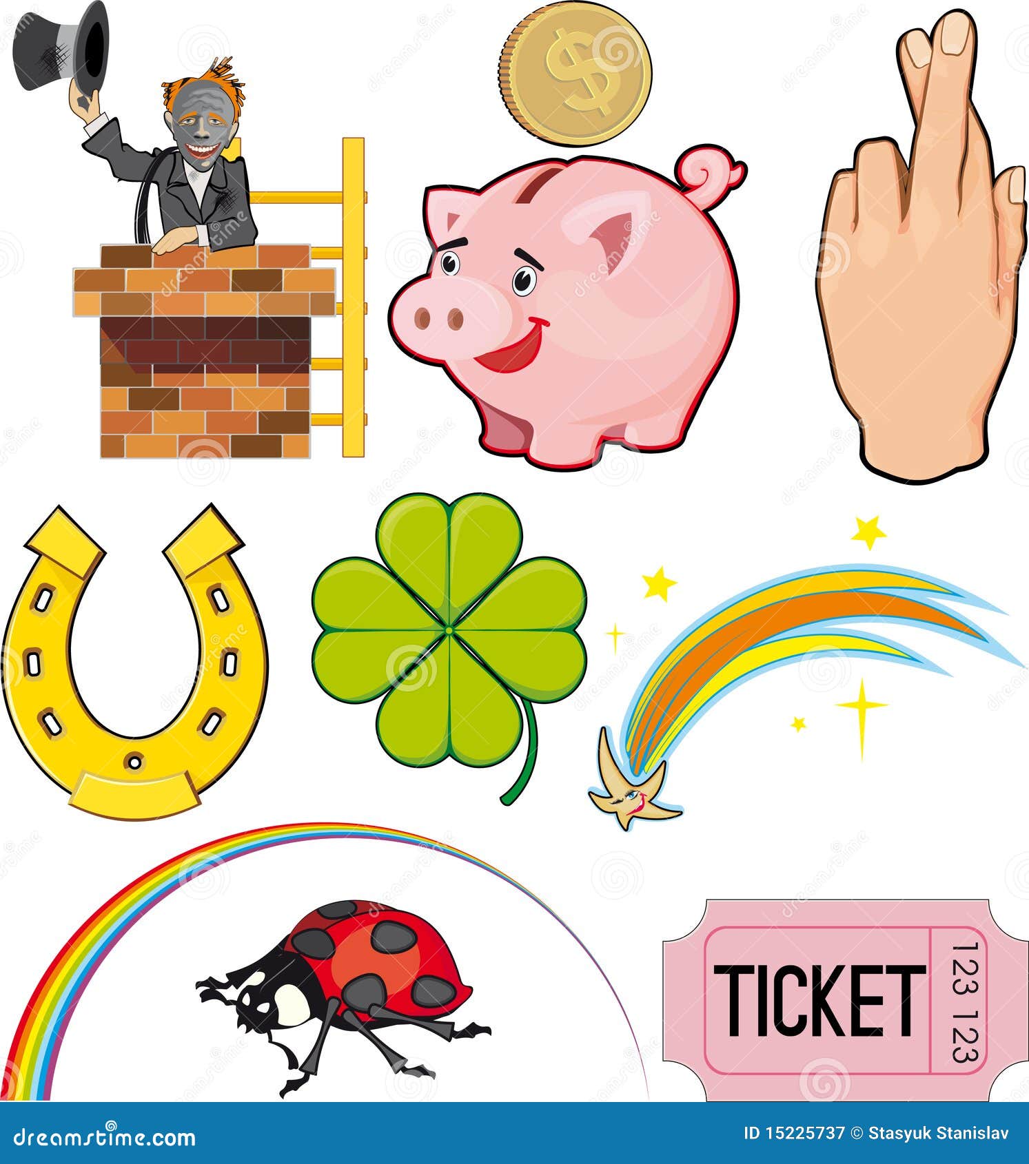 Objetos de la buena suerte ilustración del vector. Ilustración de ...