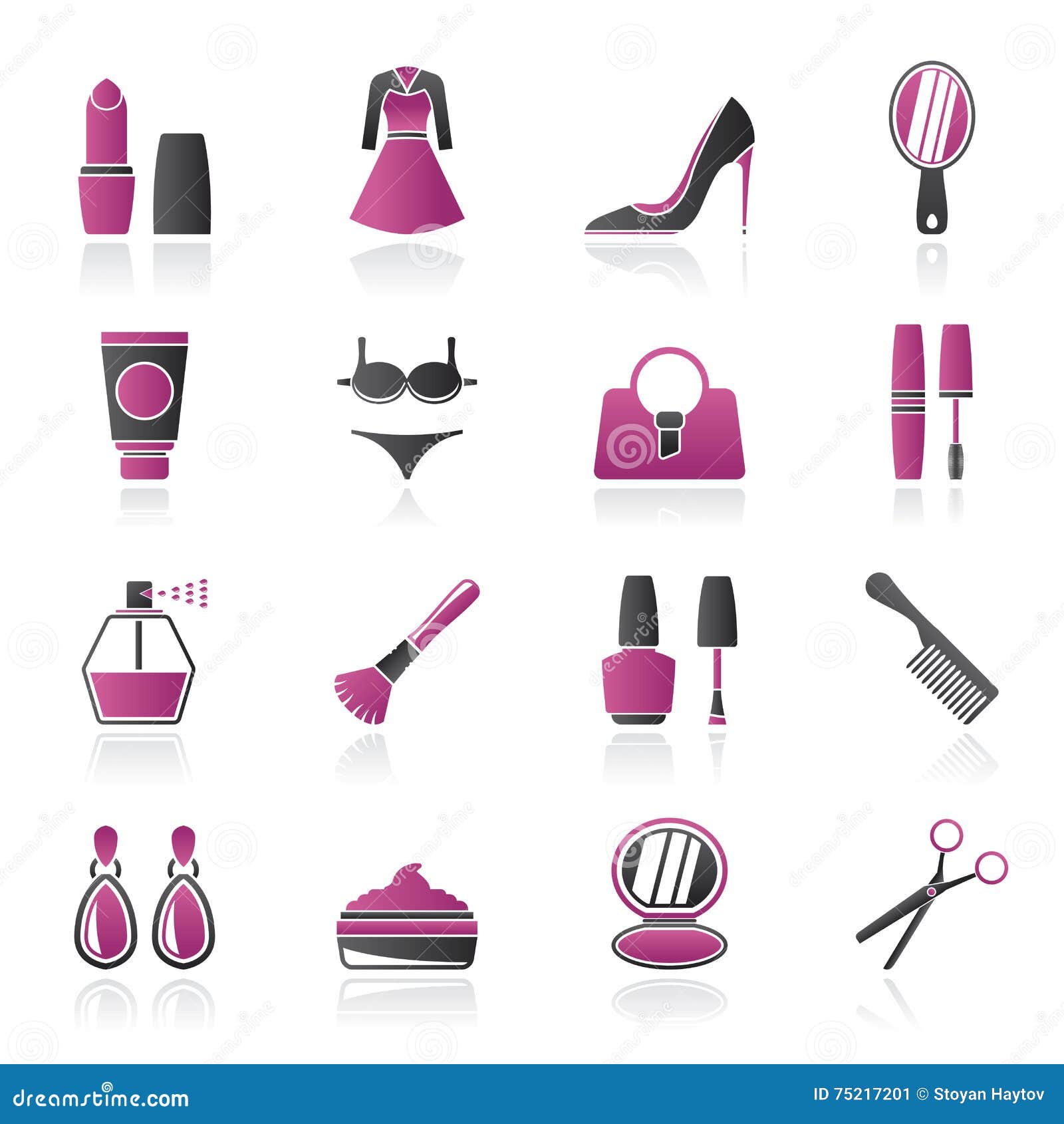 Objetos E Iconos Femeninos De Los Accesorios Ilustración del Vector ...