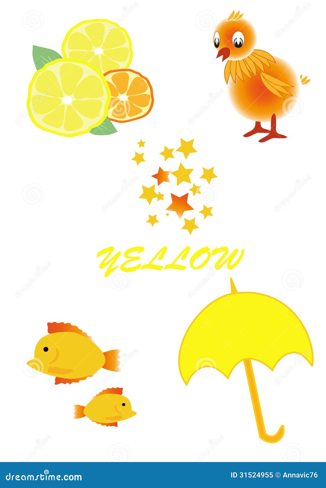 Objets de couleur jaune illustration stock. Illustration du étoile ...