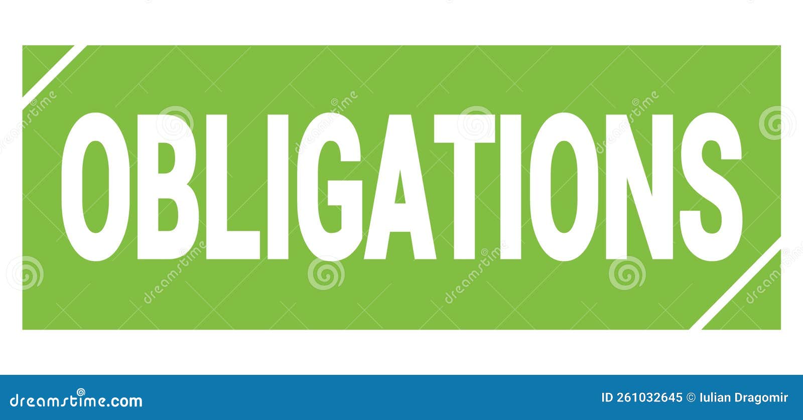 OBLIGATIONS Text Written on Green Stamp Sign Stock Illustration ...