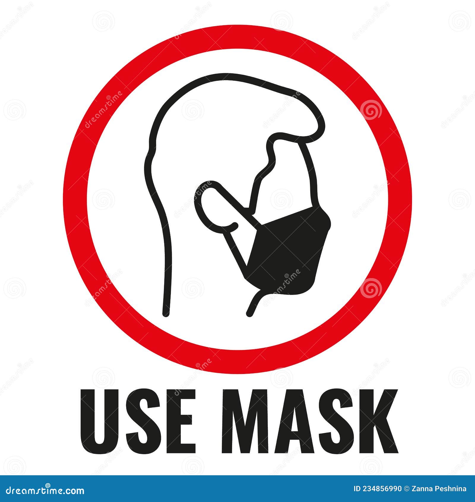 Obligatory Use Of A Mask Information Sign Isolated On White Background ...