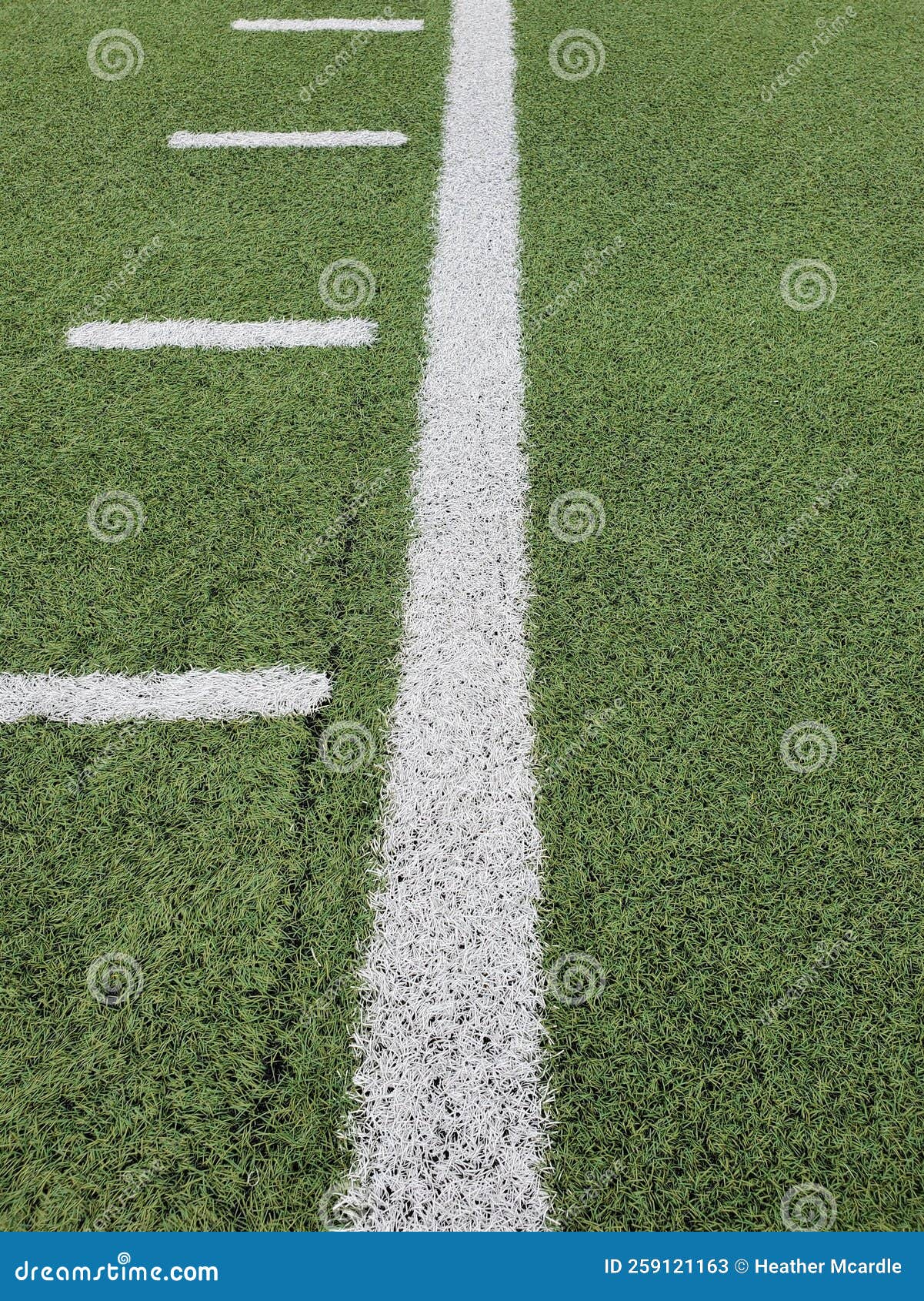Oblique View Green Turf Painted with White Line Marked by Distances ...