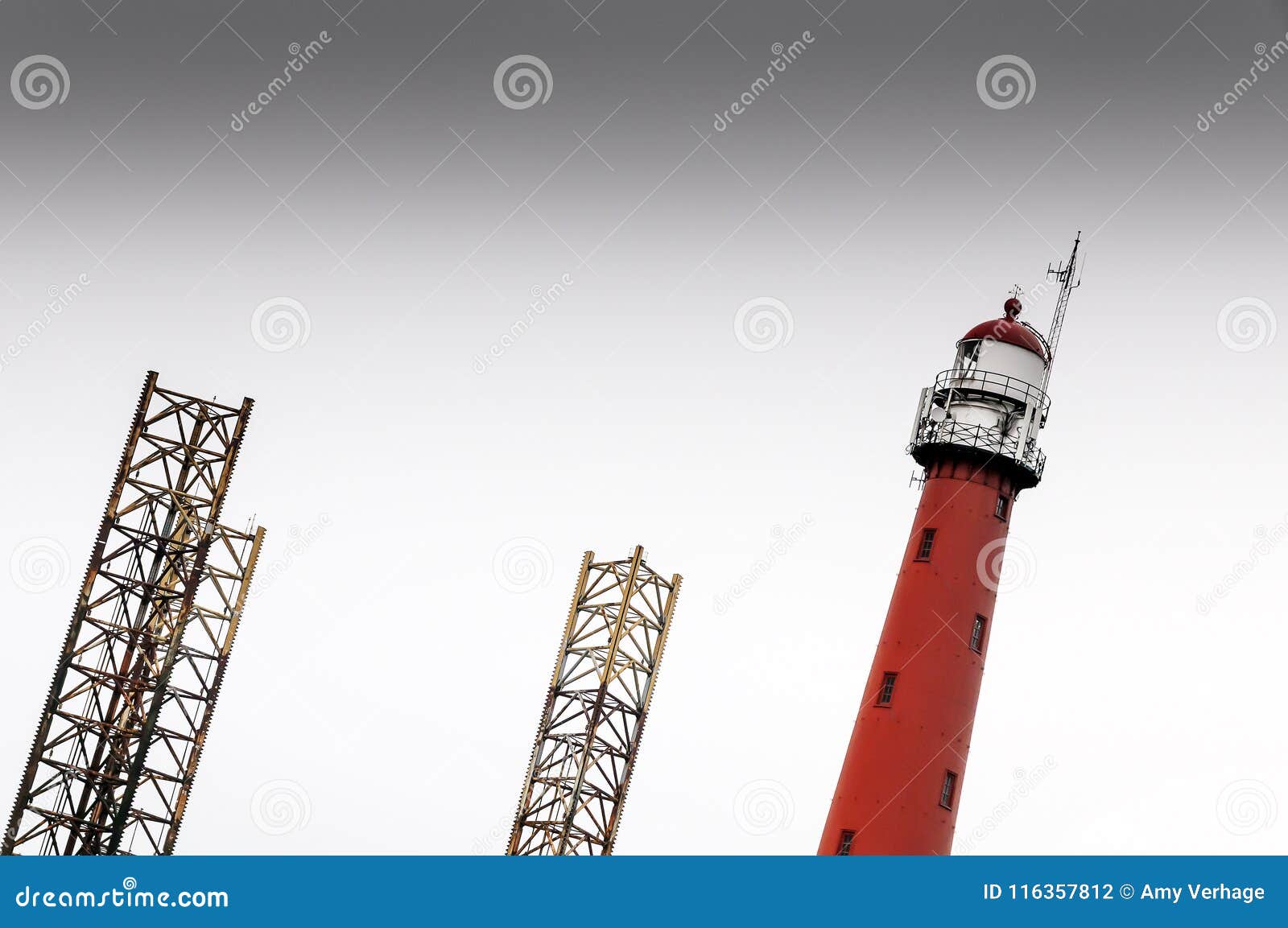Oil Platform and a Lighthouse Stock Photo - Image of netherlands ...