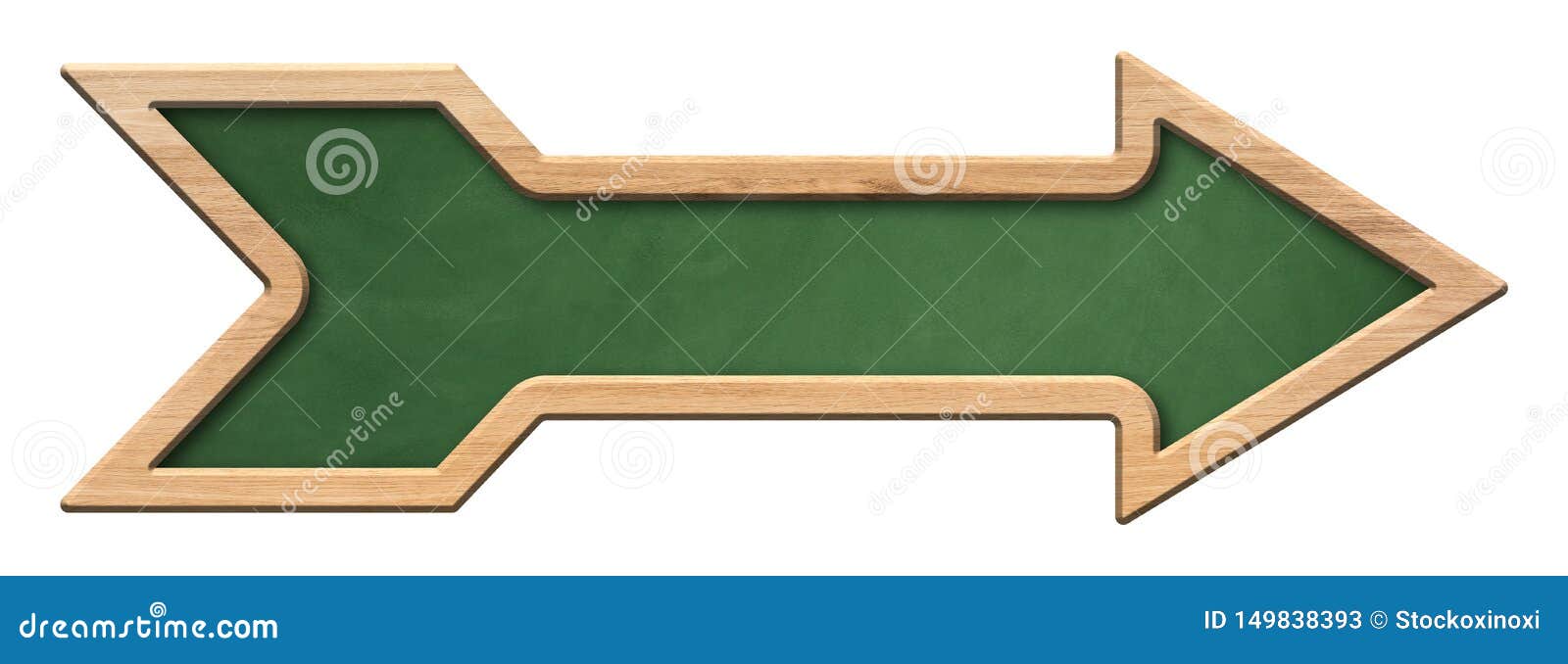 Oblong Green Blackboard with Bright Wooden Frame and Arrow Shape Stock ...