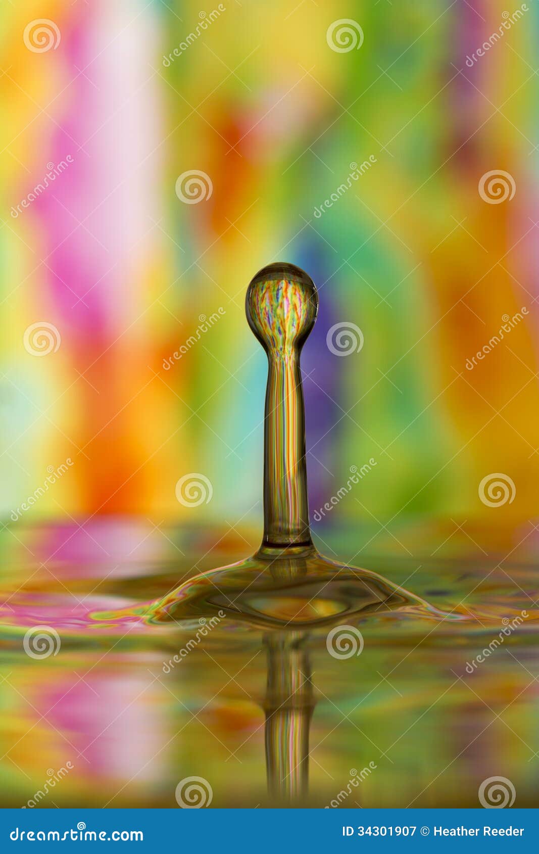 Oblong Multi-colored Water Drop Reflection Stock Image - Image of blue ...