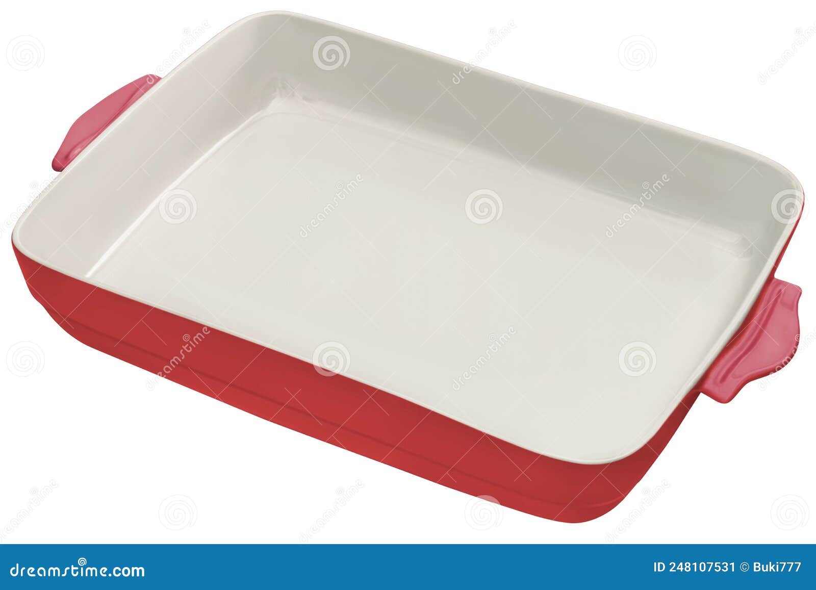 Ceramic Casserole Baking Pan with Crimson Red External and Off White ...