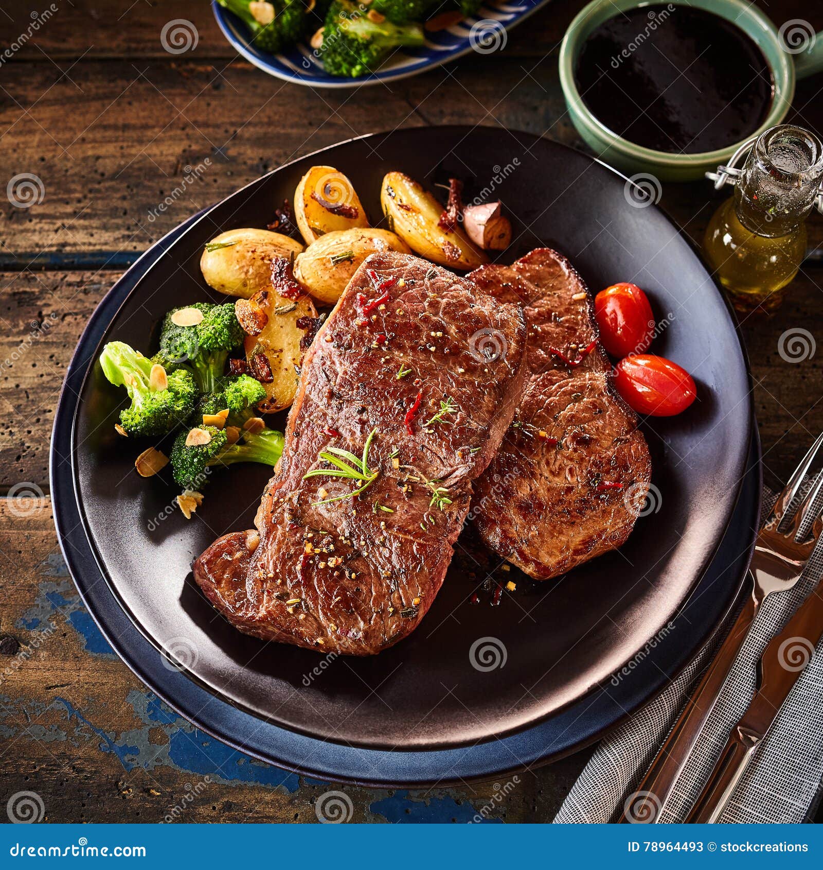 Oblong Shaped Plate with Steak Dinner Stock Image - Image of broccoli ...