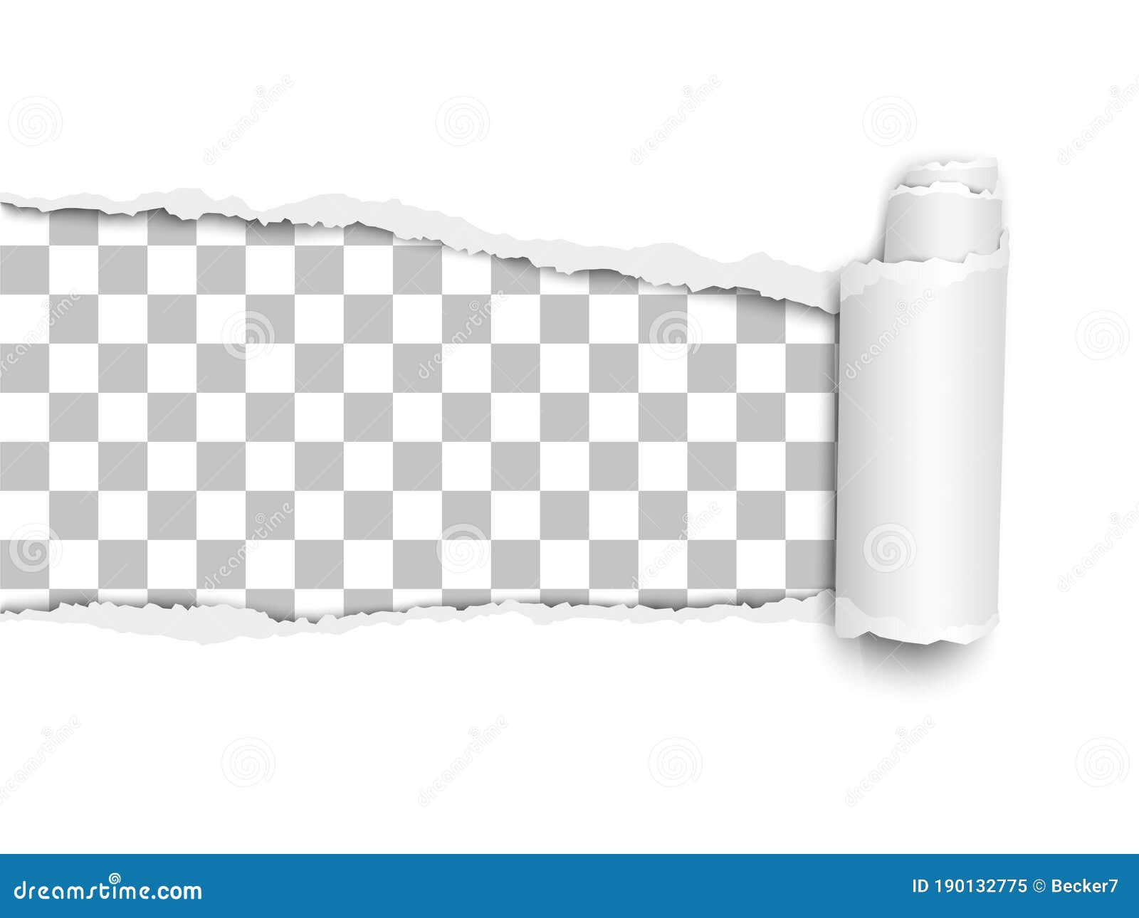 Oblong Torn Hole From Left To Right In White Sheet Of Paper With Shadow ...