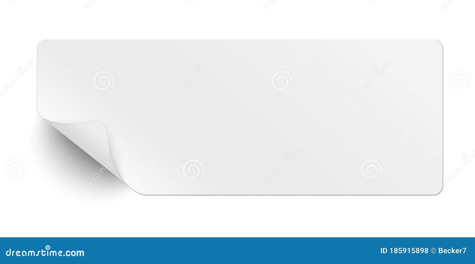Oblong White Sticky Paper with Curled Corner and Soft Shadow Isolated ...