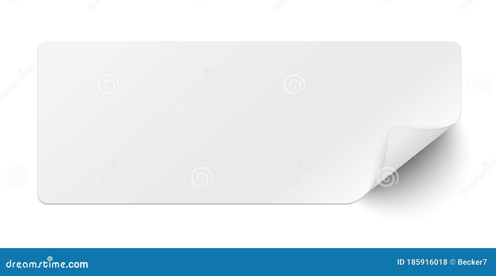 Oblong White Sticky Paper with Curled Lower Right Corner and Soft ...