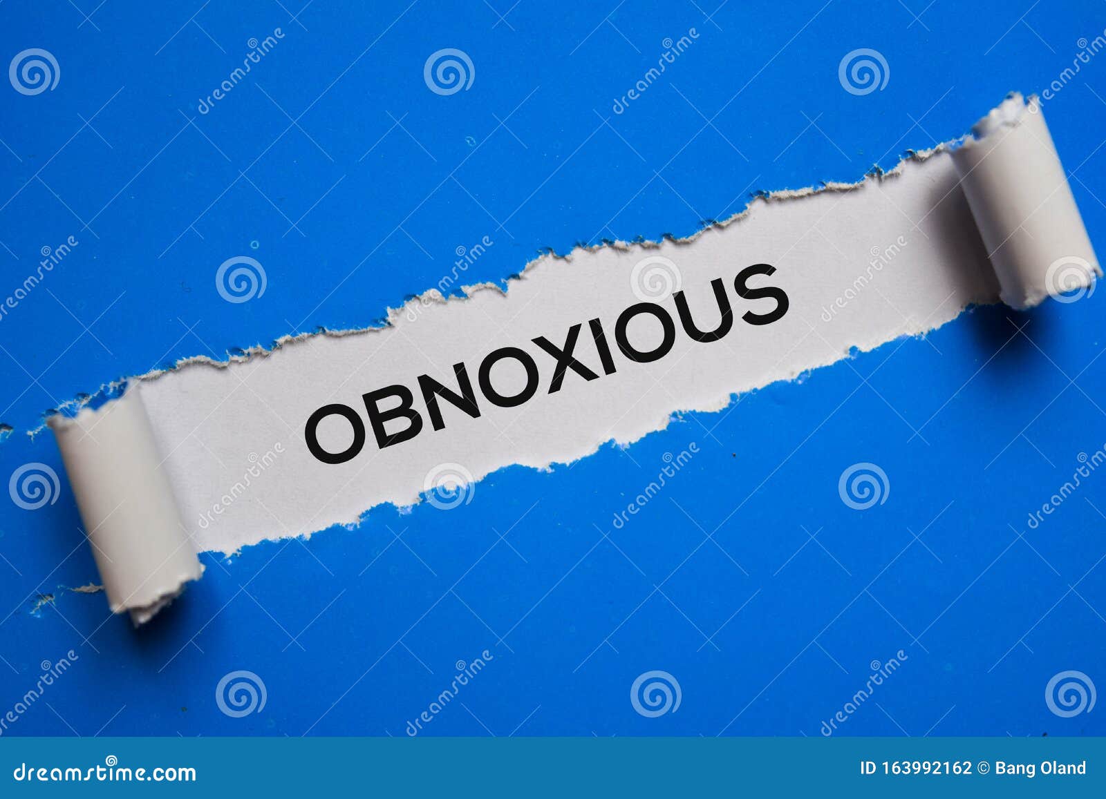 Obnoxious Text Written in Torn Paper Stock Photo - Image of loud, male ...