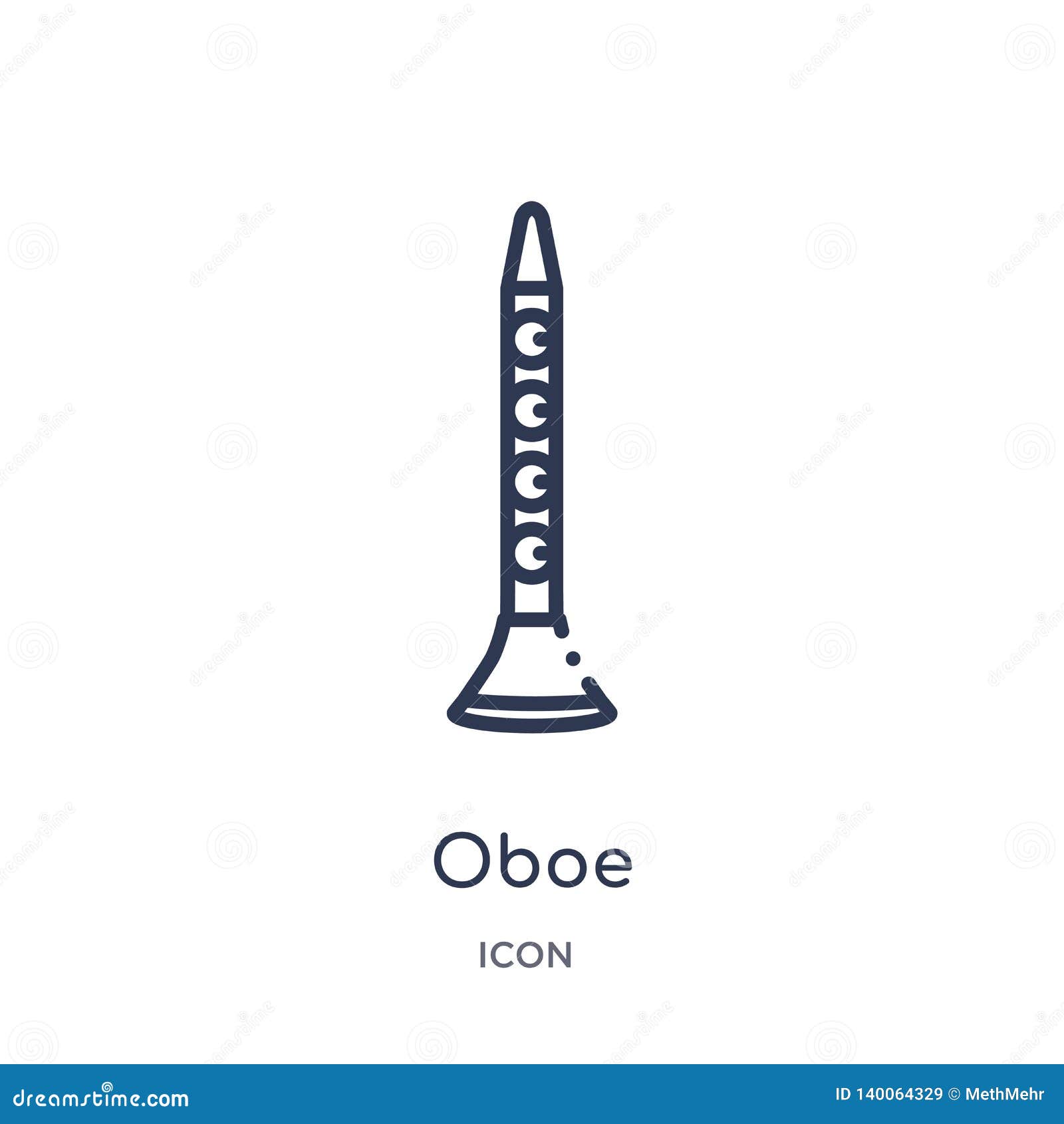 Oboe Icon In Monochrome Style Isolated On White Background. Musical ...
