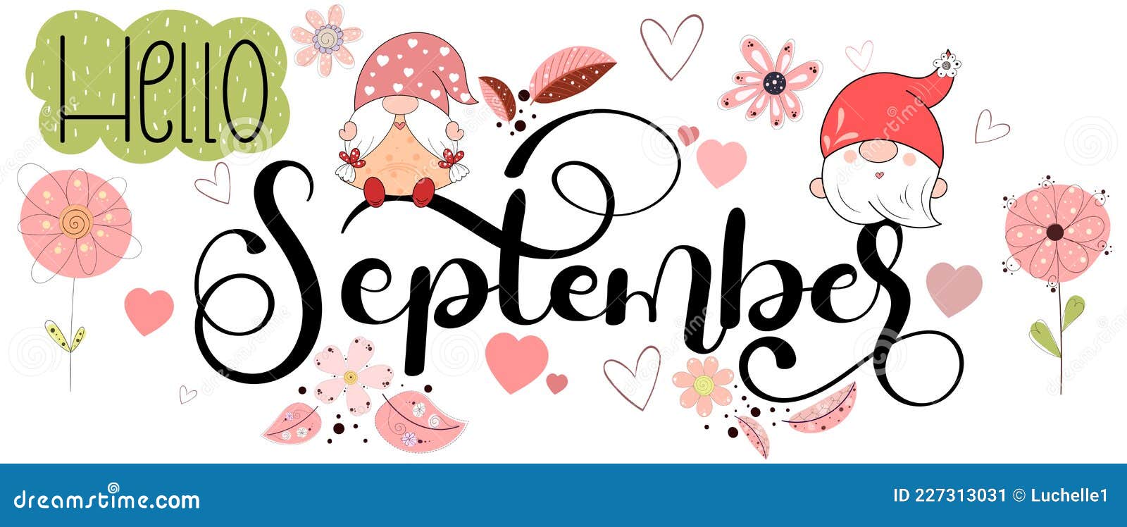 Hello September Poster With Leaves, Book, Paper And Pencil ...