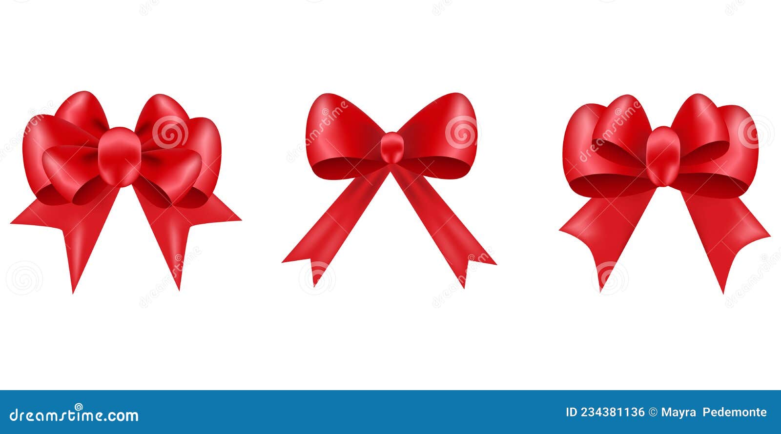 Different Designs of Realistic Shiny Red Bows Made Up of Decorative ...