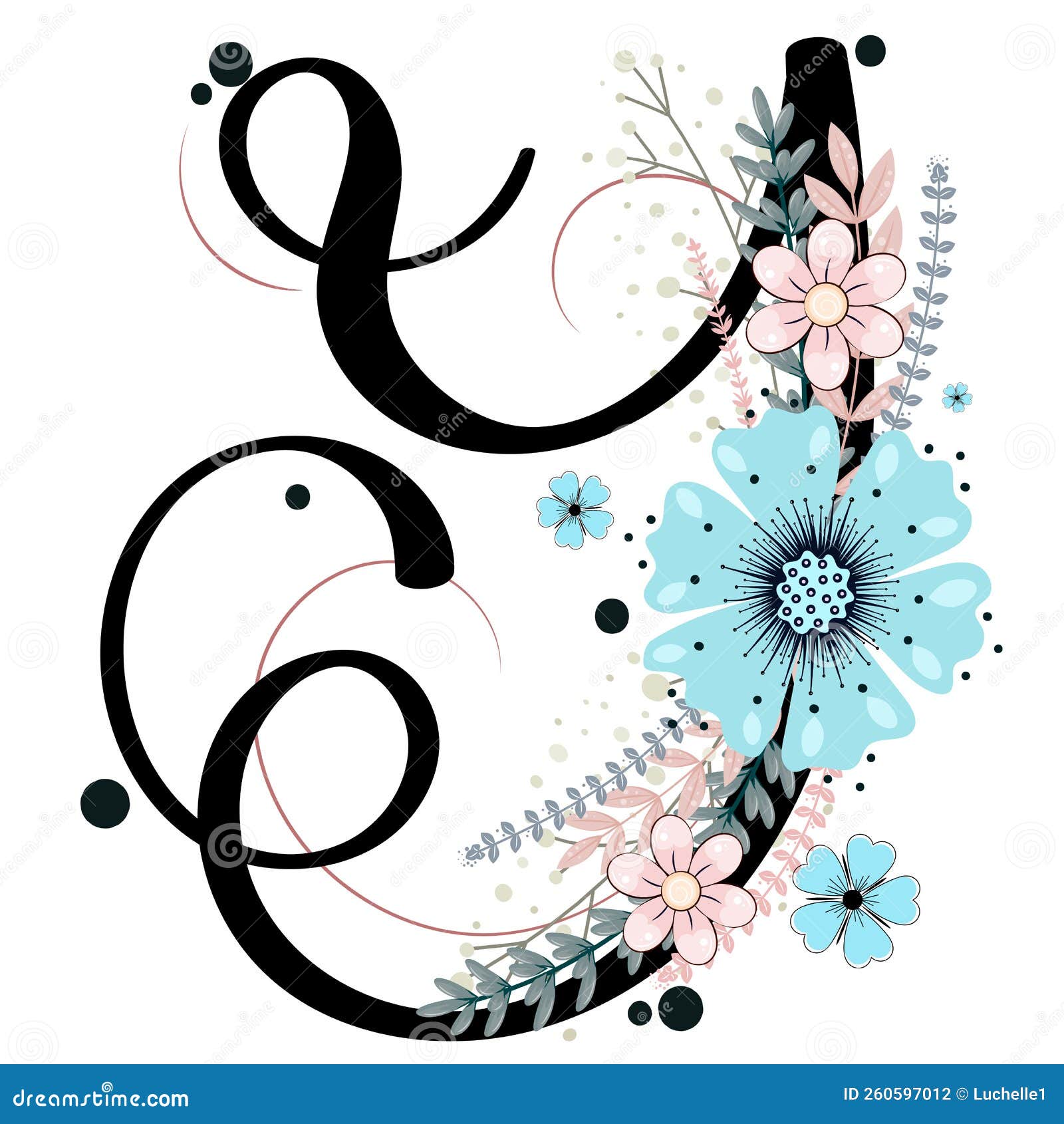 Alphabet Ornaments. LETTER Y Floral Vector with Flowers for Invites ...