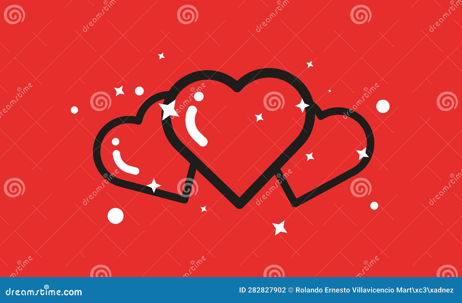 Illustration of Three Red Hearts. Background of Love and Feelings ...