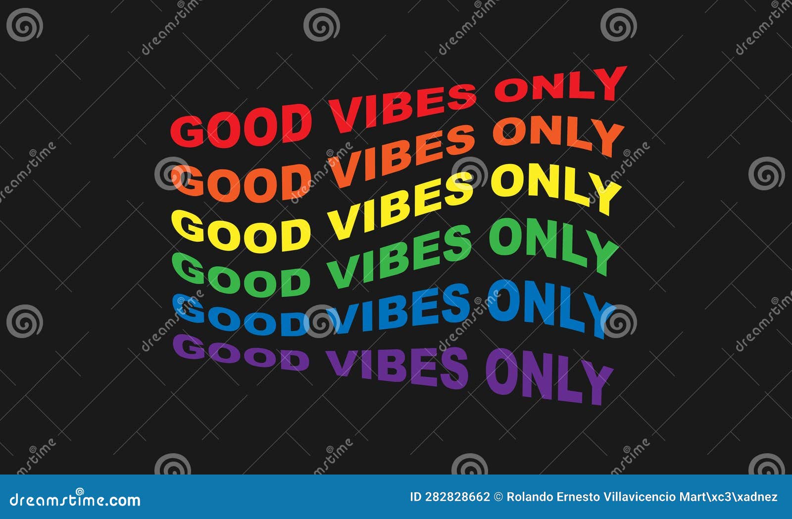 Poster Illustration with the Phrase GOOD VIBES only with the Colors of ...