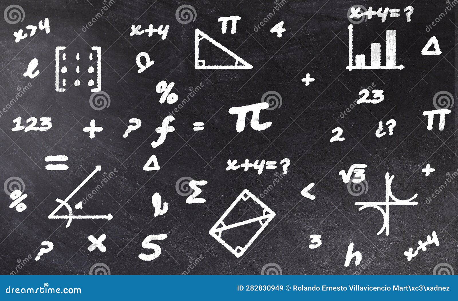 Black Chalkboard Illustration with Chalk Doodles. Mathematics ...