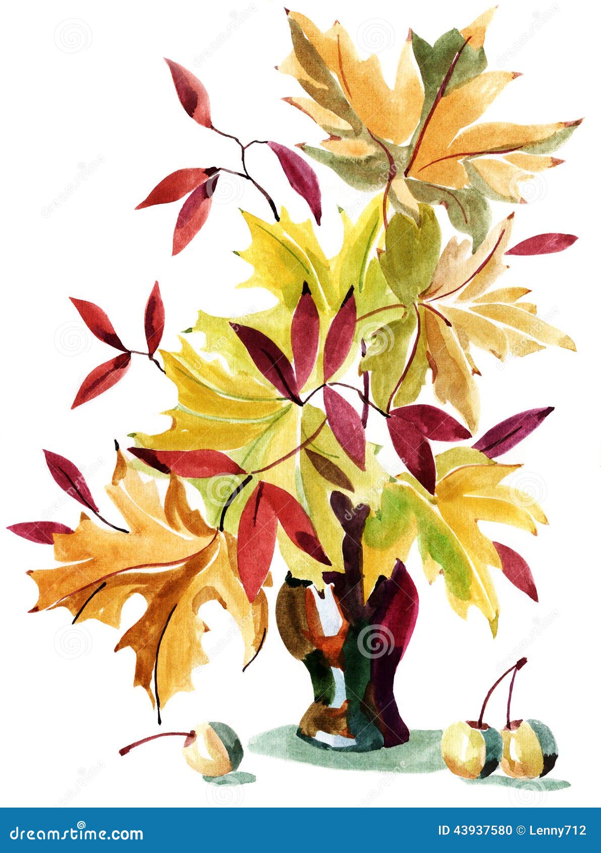 Obraz jesieni liście ilustracji. Ilustracja złożonej z jabłko - 43937580