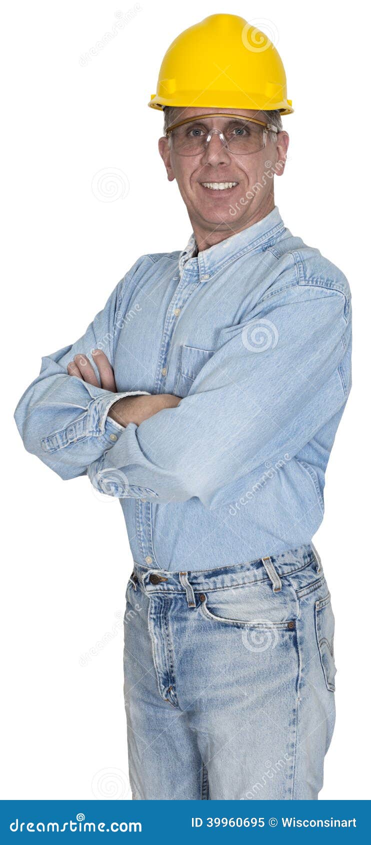Obrero Sonriente Feliz Isolated Imagen de archivo - Imagen de alegre ...