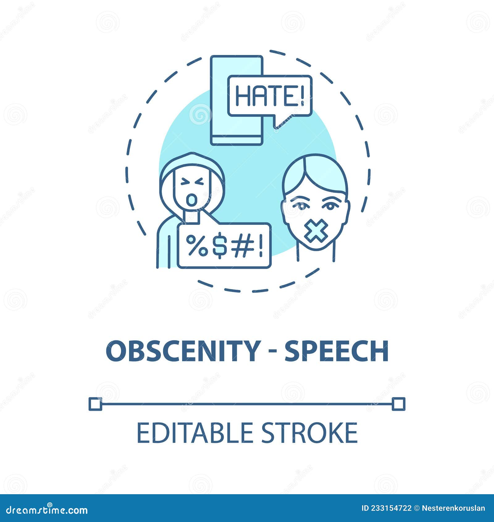 Obscenity Speech Blue Concept Icon Stock Vector - Illustration of ...